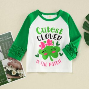 St. Patrick's Day Tees Toddler Baby Girls T-Shirt Lucky Shamrock Long Sleeve ST. Patrick's Day Tops