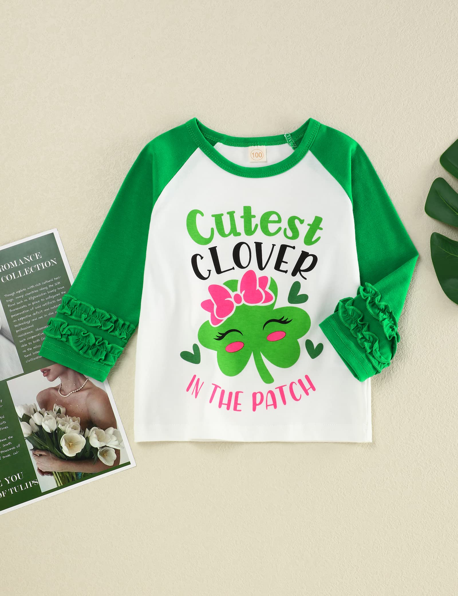 St. Patrick's Day Tees Toddler Baby Girls T-Shirt Lucky Shamrock Long Sleeve ST. Patrick's Day Tops