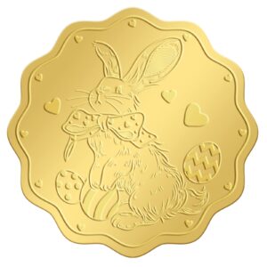 craspire easter bunny 2" gold foil embossed envelope seals stickers 100pcs cute rabbit self adhesive embossing certificate seals sticker label for wedding invitations gift packaging