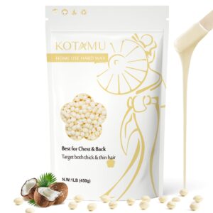 kotamu hard wax beads for hair removal - 1lb sensitive skin thick hair formula for full body, face, chest, back, leg, bikini brazilian waxing - wax refill for women and men