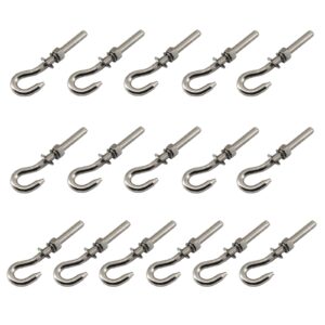 16pcs m5 stainless steel eye bolt with nut and washers long shank threaded rod round hook eyelet bolt screw