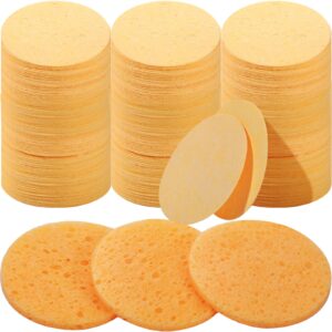 300 count compressed facial sponges natural face sponges for cleansing facial cleansing sponges pads exfoliating sponges for cleansing (orange)