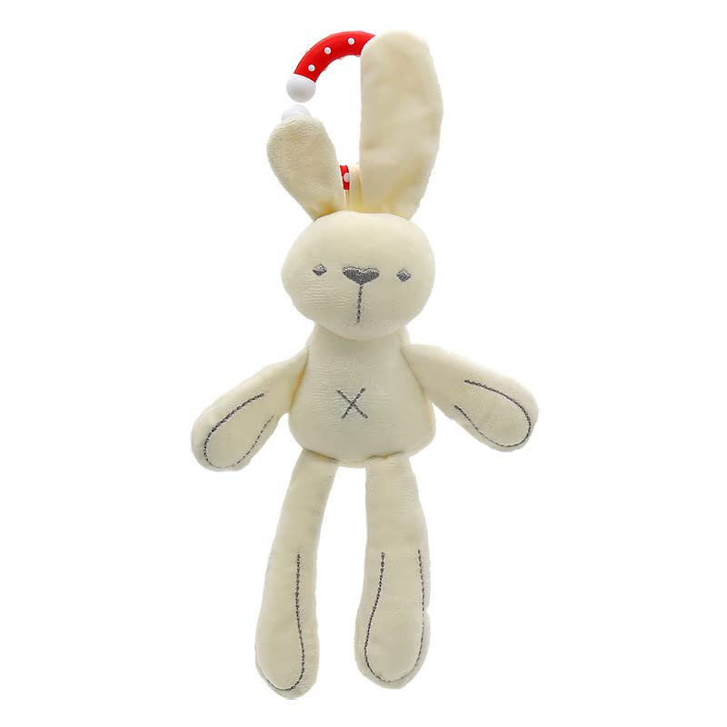 Baby Toy Cartoon Animal Stuffed Hanging Rattle Toys, Soft Plush Early Development Stroller Toys Baby Bed Bell Plush Toy Newborn Birthday Gifts Infant Bed Decoration for Newborn Boys and Girls Rabbit