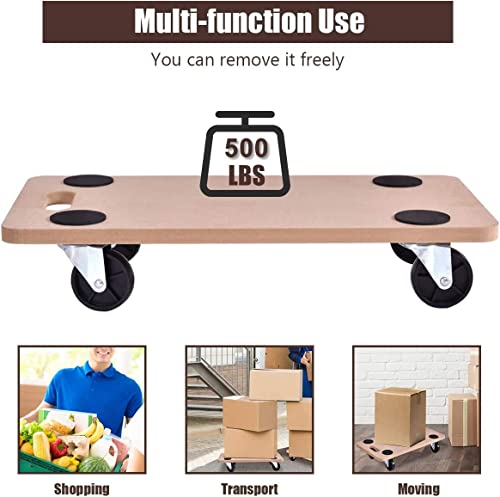 ARNOT Furniture Dolly, Furniture Movers with Wheels, Heavy Duty 4 Wheels Moving Dolly, for Piano Couch Fridge, Securely Holds 500 Lbs, (23" x11.5" Platform)