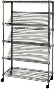 omega 24" deep x 48" wide x 60" high 5 tier slanted wire black shelf truck