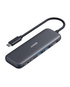 anker 332 usb-c hub (5-in-1) with 4k hdmi display, 5gbps - and 2 5gbps usb-a data ports and for macbook pro, macbook air, dell xps, lenovo thinkpad, hp laptops and more