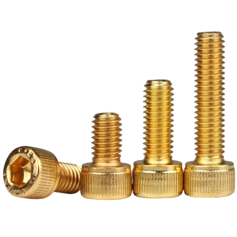 10 Pieces of Titanium-Plated Gold Inner Hexagon Screws, M4x30mm for Fasteners Locking Devices Fixed Mechanical Shafts