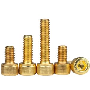 10 Pieces of Titanium-Plated Gold Inner Hexagon Screws, M4x30mm for Fasteners Locking Devices Fixed Mechanical Shafts