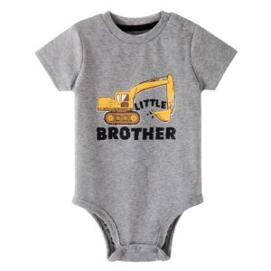 wawsam little brother saurus bodysuit baby boys’ dinosaur newborn romper gift (grey, 3-6 months)