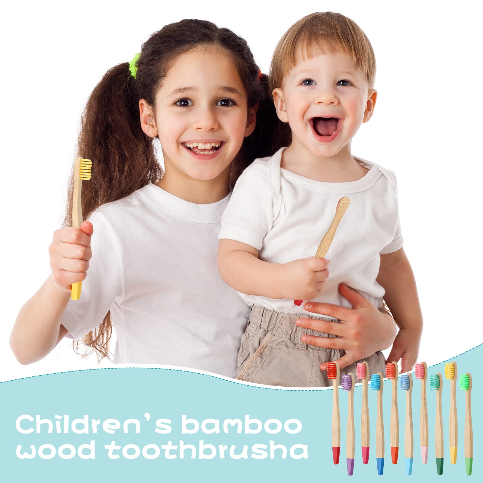 20 Pieces Kids Bamboo Toothbrushes Soft Bristles Toothbrushes Toddler Toothbrush Manual Travel Toothbrushes for Kids Children Home School Travel Teeth Oral Dental Care, 5.7 Inch, Individually Wrapped