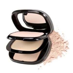 boobeen 2 layers setting pressed powder makeup oil control setting powder foundation pressed face powder compact long-lasting matte finishing powder, light shade powder flawless lightweight