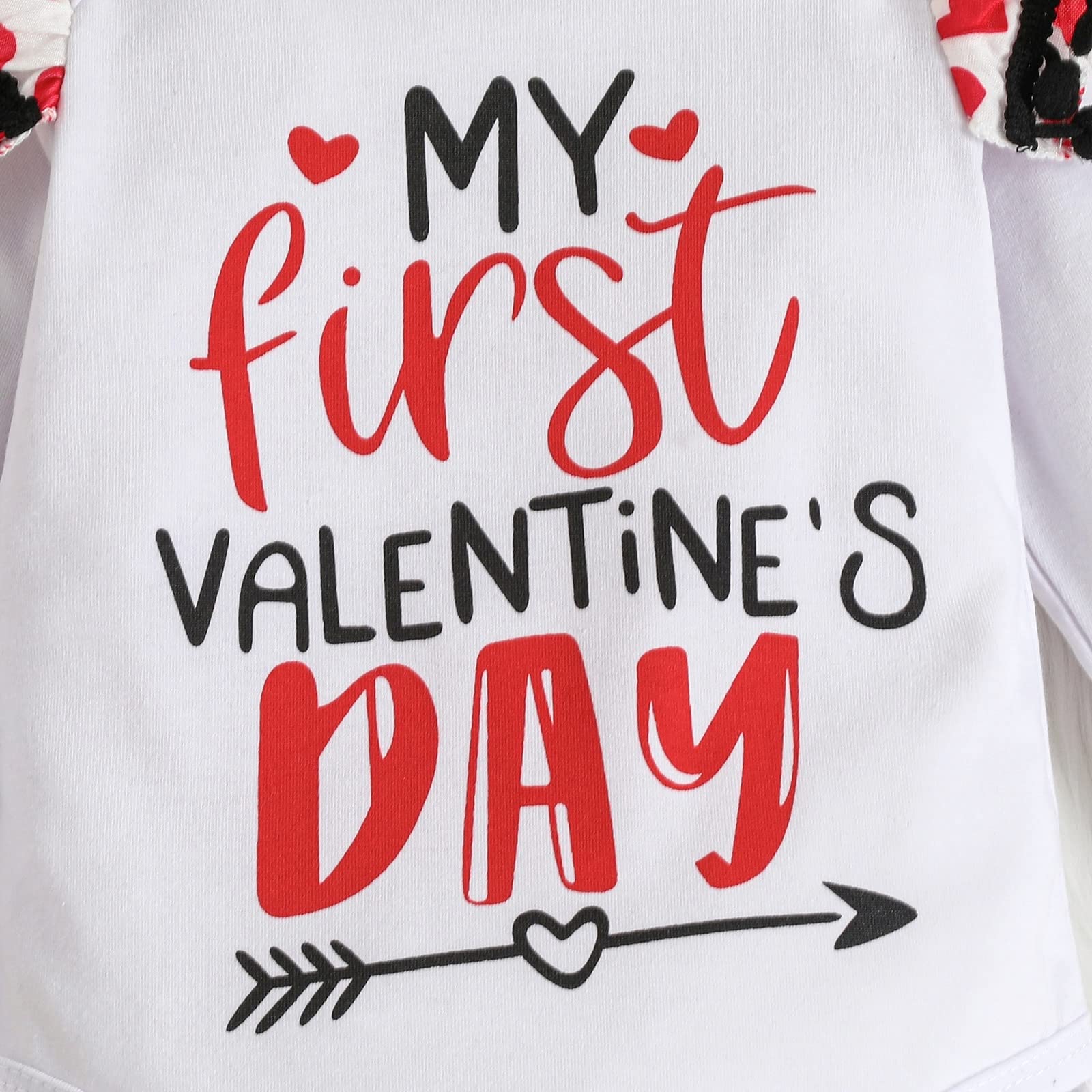 FOCUTEBB My First Valentine's Day Outfit for Infant Baby Girl Valentine Outfits Newborn Baby Girls Clothes My First Valentine Love Heart Suspenders Skirt Set 3-6 Months 70cm