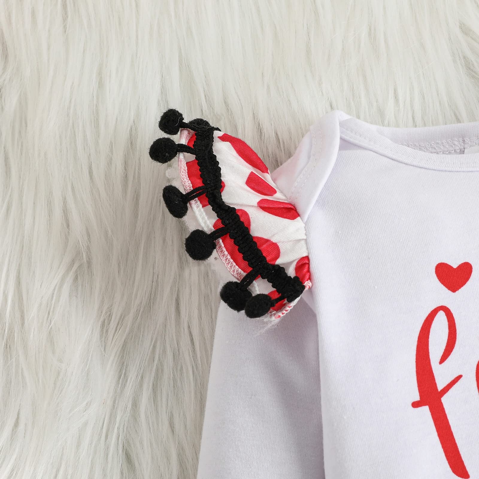 FOCUTEBB My First Valentine's Day Outfit for Infant Baby Girl Valentine Outfits Newborn Baby Girls Clothes My First Valentine Love Heart Suspenders Skirt Set 3-6 Months 70cm