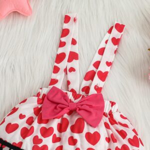 FOCUTEBB My First Valentine's Day Outfit for Infant Baby Girl Valentine Outfits Newborn Baby Girls Clothes My First Valentine Love Heart Suspenders Skirt Set 3-6 Months 70cm