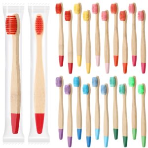 20 pieces kids bamboo toothbrushes soft bristles toothbrushes toddler toothbrush manual travel toothbrushes for kids children home school travel teeth oral dental care, 5.7 inch, individually wrapped