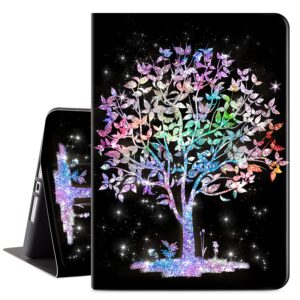 vimorco shell case for ipad 9th generation 2021/ ipad 8th generation 2020/ ipad 7th gen, ipad 10.2 inch case, soft rubber back cover, multiple stand auto wake/sleep, glowing tree