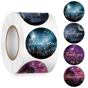 acetiamin 500 pcs thank you stickers for small business, 1.5 inches round thank you labels roll, 4 design thank you stickers for greeting cards, gift boxes, party favors, sealed envelopes