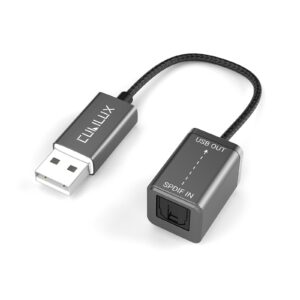 cubilux usb a spdif input adapter for pc [stereo recording only, not for playing audio] usb optical line-in dongle, toslink to usb receiver, usb a sdpif rx interface suitable for laptop computer