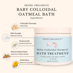 Oatmeal Baby Bath Powder by Irene Organics with Colloidal Oatmeal For Treatment of Eczema, Diaper Rash, Dry Skin and Irritation, Moisturizes and Soothes Baby’s Skin, 2 pack