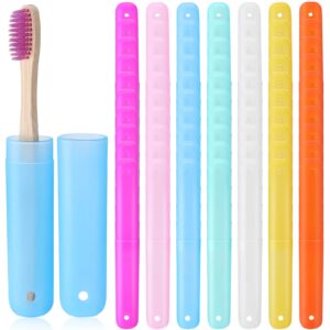 90 pack travel toothbrush case holder bulk breathable portable toothbrush storage 7 assorted color plastic toothbrush container for home outdoor traveling trip camping, 8 x 1.2 inch