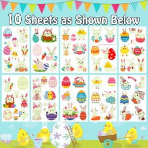 Cerlaza Luminous Easter Tattoos Temporary for Kids Party Decorations, 72 Styles Glow Easter Bunny Eggs Tattoo Stickers for Boys Girls, Easter Party Supplies Favors 10 Sheets