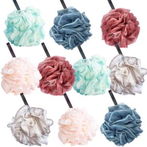 10 pack loofah bath sponge luffa,50g exfoliating shower pouf balls for women,men,scrubber cleaning loofah bathing accessories