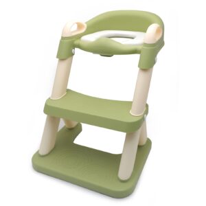 𝐇𝐀𝐒𝐤𝐮𝐥𝐥𝐞 toddler potty training toilet, potty training seat with ladder, toddler toilet training potty for kids boys girls, non-slip foldable, green