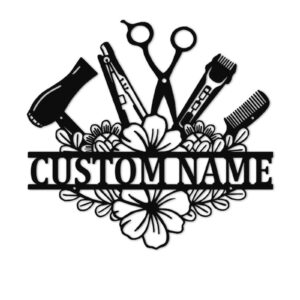 personalized hair stylist metal sign art, custom hair stylist monogram metal sign, hair stylist gifts, job gift, hair salon gifts, salon decor for hair stylist, hair salon decor, salon decoration