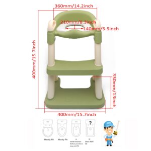 𝐇𝐀𝐒𝐤𝐮𝐥𝐥𝐞 Toddler Potty Training Toilet, Potty Training Seat With Ladder, Toddler Toilet Training Potty for Kids Boys Girls, Non-slip Foldable, Green