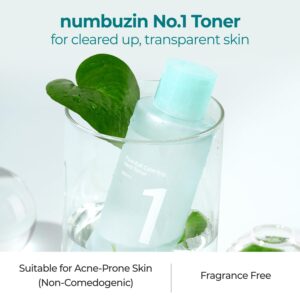 numbuzin No.1 Pure-Full Calming Herb Toner | Breakouts, Redness, Excess Oil Control, Blackhead Removal | Centella Asiatica, Heartleaf, Licorice Root | Acne-Prone, Sensitive Skin | 10.14 fl. oz