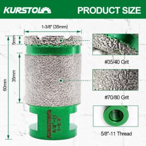 KURSTOL Diamond core Drill bit - Diamond Finger Milling Bit Dia 1-3/8"X5/8-11 Thread for Enlarging Shaping Round Bevel Existing Holes in Porcelain,Hard Ceramic,Granite,Marble Roun