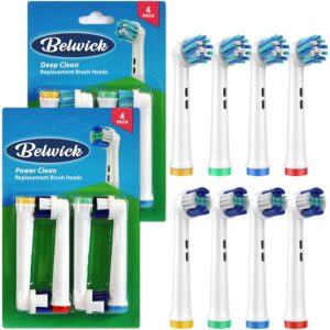 belwick replacement toothbrush heads compatible with oral b braun, 8 pack professional electric toothbrush heads, precision brush heads refill for oral-b 7000/pro 1000/9600/ 5000/3000/8000 (8 pack)