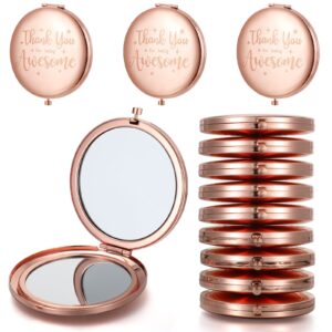 roowest 12 pcs inspirational compact mirror christmas small gifts for women bulk thank you for being awesome makeup mirror for purse double sided travel magnifying pocket mirror for mom(rose gold)