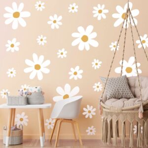 12 sheets daisy wall decals flower wall stickers large daisy wall stickers daisy decals for wall peel and stick for nursery bedroom living room wall decor (cute style)