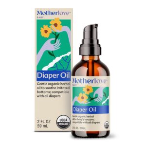 motherlove diaper oil (2 oz) soothing vegan diaper rash oil—organic, cloth diaper safe, zinc oxide- & petroleum-free