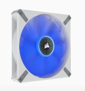 corsair icue af140 rgb elite 140mm pwm fan - eight rgb leds - airguide technology - fluid dynamic bearing - zero rpm fan mode - corsair icue software compatible - white