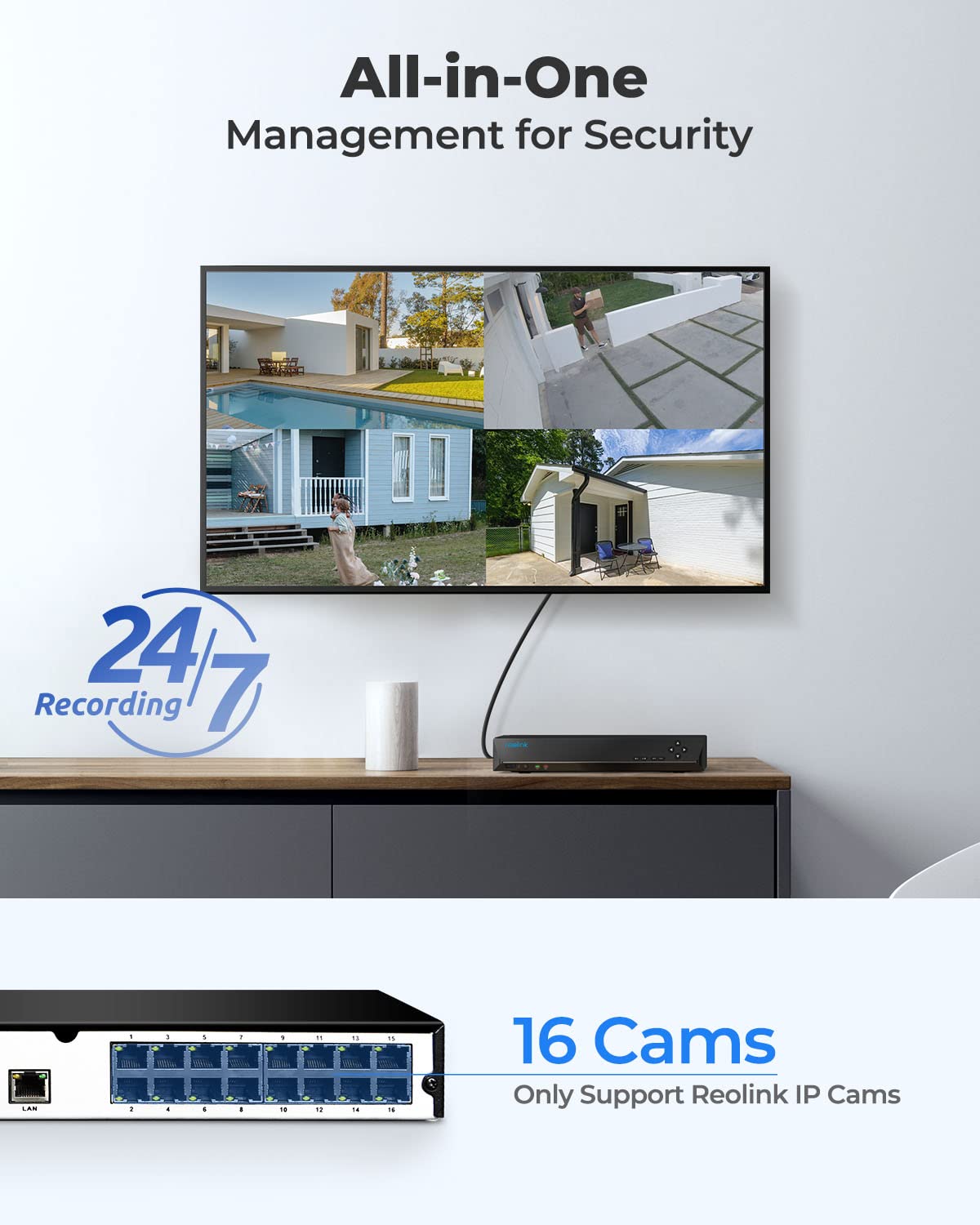 Reolink 4K 16CH PoE Camera Security System, 8X RLC-833A PoE IP Cameras Bundle with RLN16-410 NVR 16 Channel Pre-Installed 4TB HDD, Motion Spotlights, 3X Optical Zoom, Two Way Talk, Smart Detection