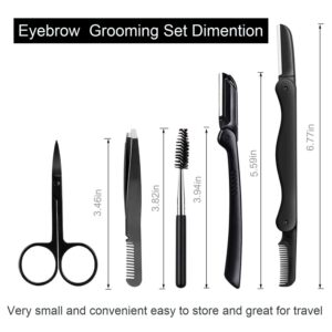 Eyebrow Razor, KAJUDA Eyebrow Kit, 5 in 1 Eyebrow Trimmer, Eyebrow Grooming Set for Women and Men, Including Comb Tweezers, Scissors, Brow Razors, Brush for Eyebrow Eyelash Extensions