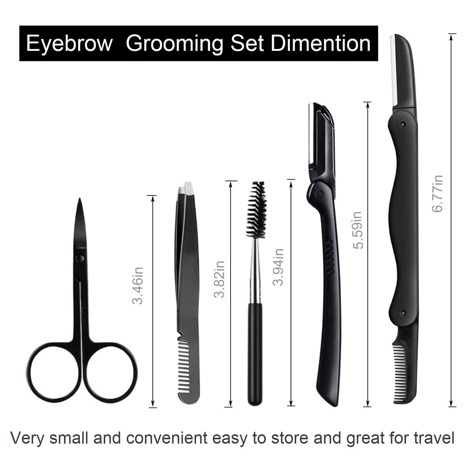 Eyebrow Razor, KAJUDA Eyebrow Kit, 5 in 1 Eyebrow Trimmer, Eyebrow Grooming Set for Women and Men, Including Comb Tweezers, Scissors, Brow Razors, Brush for Eyebrow Eyelash Extensions