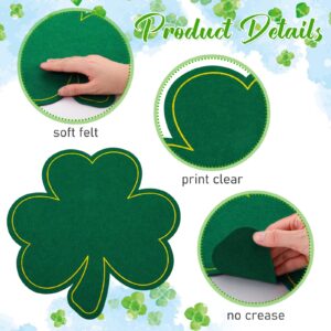 8 Pcs St. Patrick's Day Placemats Shamrock Shaped Placemat St. Patrick's Day Place Mats Lucky Clover Irish Table Mats for Holiday Kitchen Tabletop Decoration, 13.78 x 13.39 Inches (Cute Shamrock)