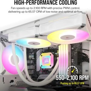 Corsair iCUE AF120 RGB Elite 120mm PWM Triple Fan Kit - Eight RGB LEDs Per Fan - AirGuide Technology - Fluid Dynamic Bearing - Zero RPM Fan Mode - Included iCUE Lighting Node CORE Controller - White