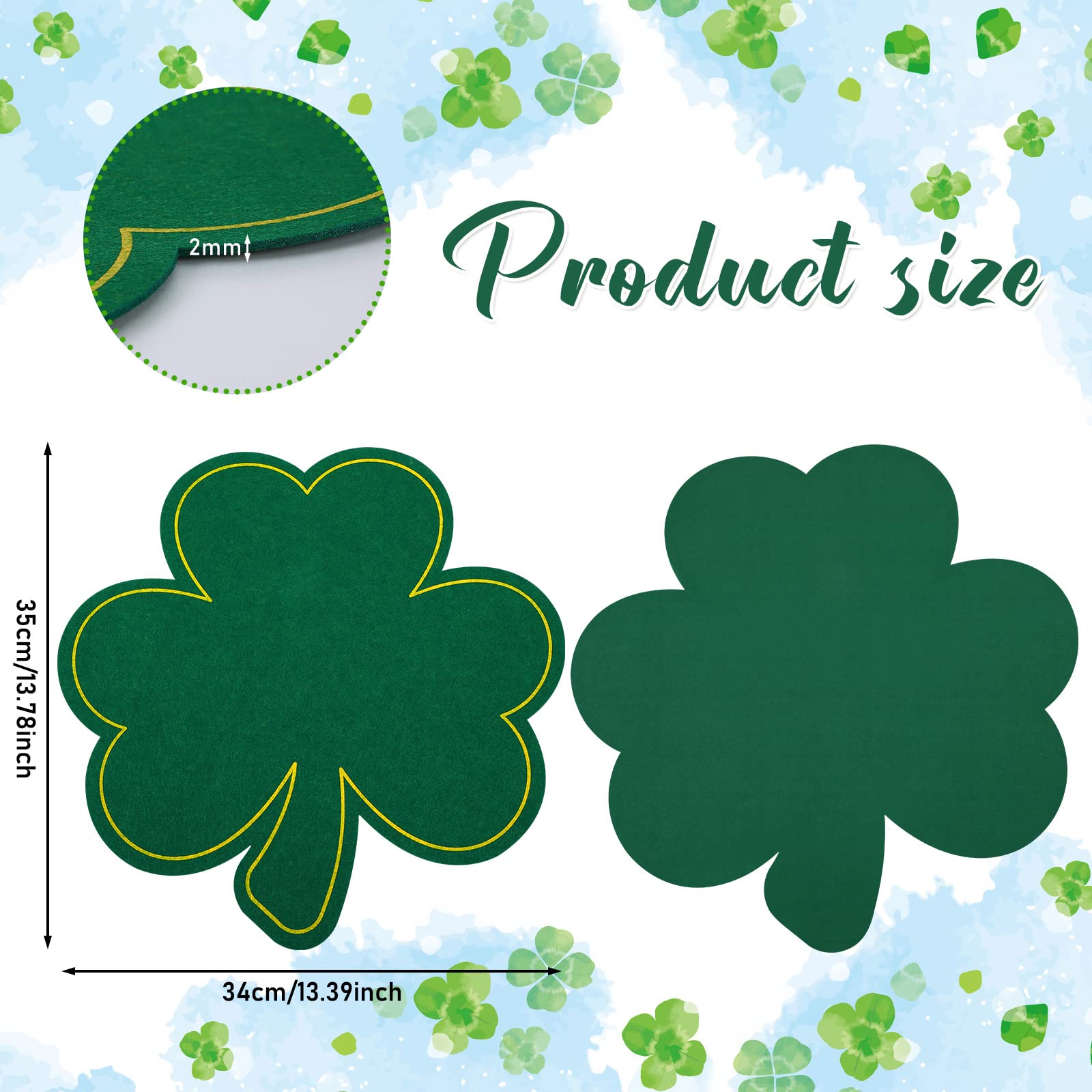 8 Pcs St. Patrick's Day Placemats Shamrock Shaped Placemat St. Patrick's Day Place Mats Lucky Clover Irish Table Mats for Holiday Kitchen Tabletop Decoration, 13.78 x 13.39 Inches (Cute Shamrock)