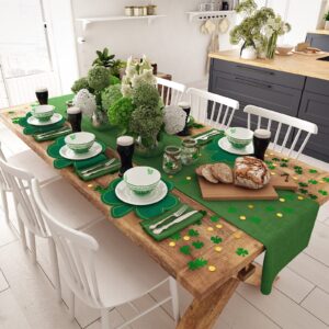 8 Pcs St. Patrick's Day Placemats Shamrock Shaped Placemat St. Patrick's Day Place Mats Lucky Clover Irish Table Mats for Holiday Kitchen Tabletop Decoration, 13.78 x 13.39 Inches (Cute Shamrock)