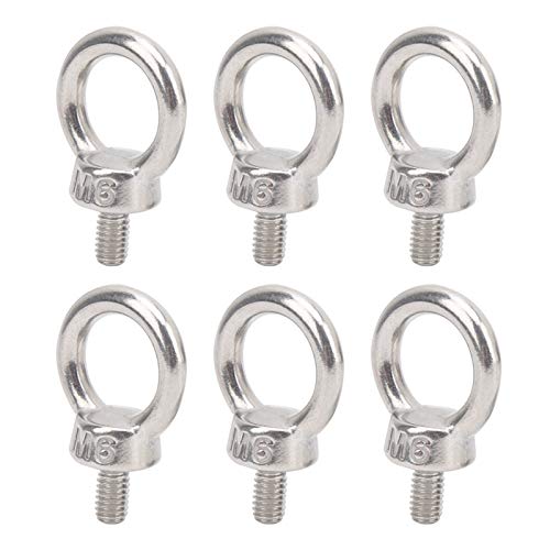 Stainless Steel Bolts, Lifting Eye Bolts Fastening M6 Eye Screw Stainless Steel Rust Proof Smooth and Burr‑free for Fastener Accessory