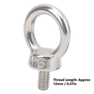 Stainless Steel Bolts, Lifting Eye Bolts Fastening M6 Eye Screw Stainless Steel Rust Proof Smooth and Burr‑free for Fastener Accessory