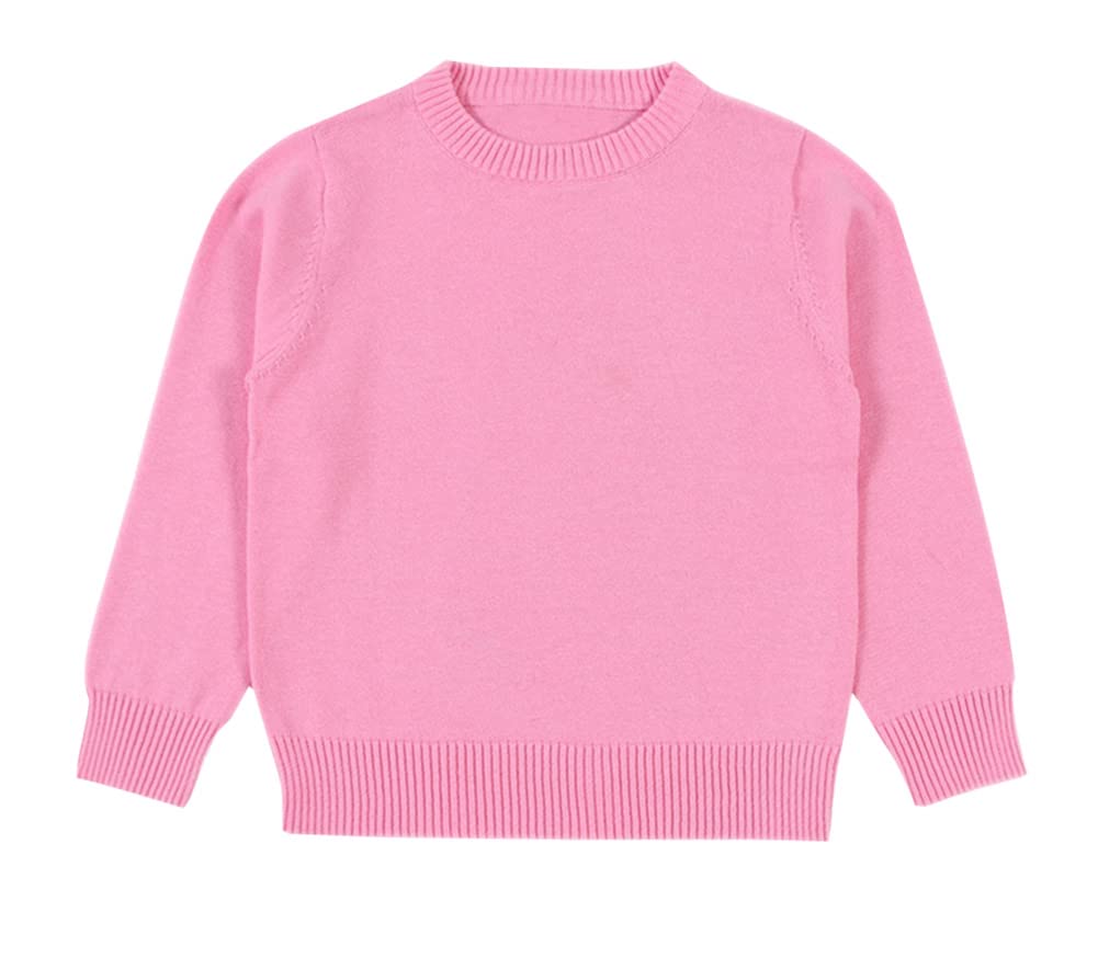 Toddler Baby Boys Knit Sweater Girls Pullover Sweatshirt Little Kids Long Sleeve Crew Neck Solid Casual Tops Winter Clothes Pink