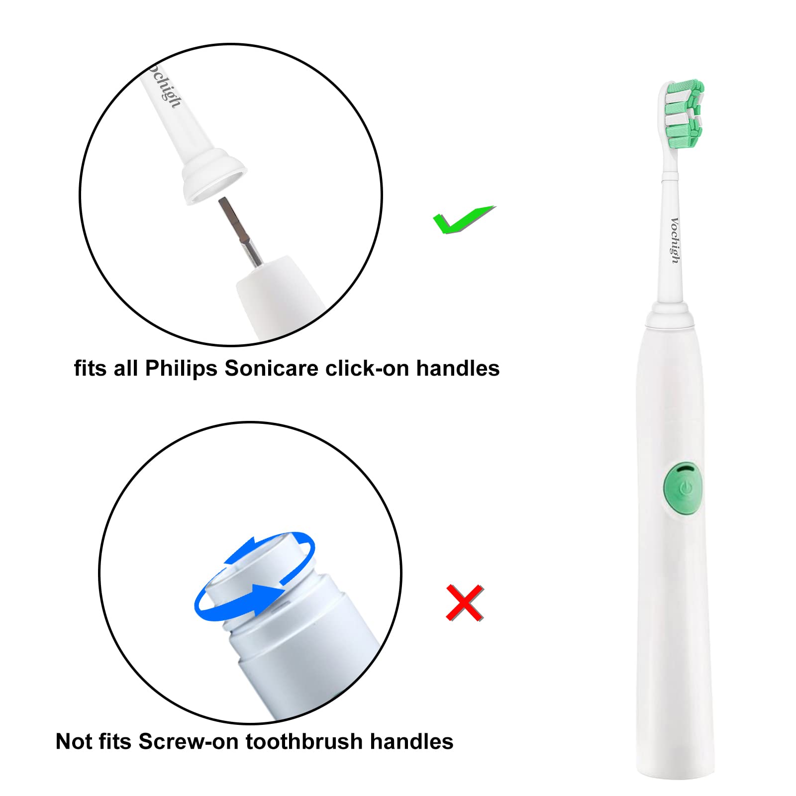 Vochigh Replacement Toothbrush Heads for Philips Sonicare ProtectiveClean: Compatible with Sonicare DailyClean EasyClean 2 Series & 3 Series Electric Toothbrush 10 Pack, Green