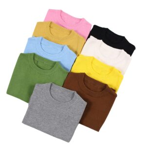 Toddler Baby Boys Knit Sweater Girls Pullover Sweatshirt Little Kids Long Sleeve Crew Neck Solid Casual Tops Winter Clothes Pink