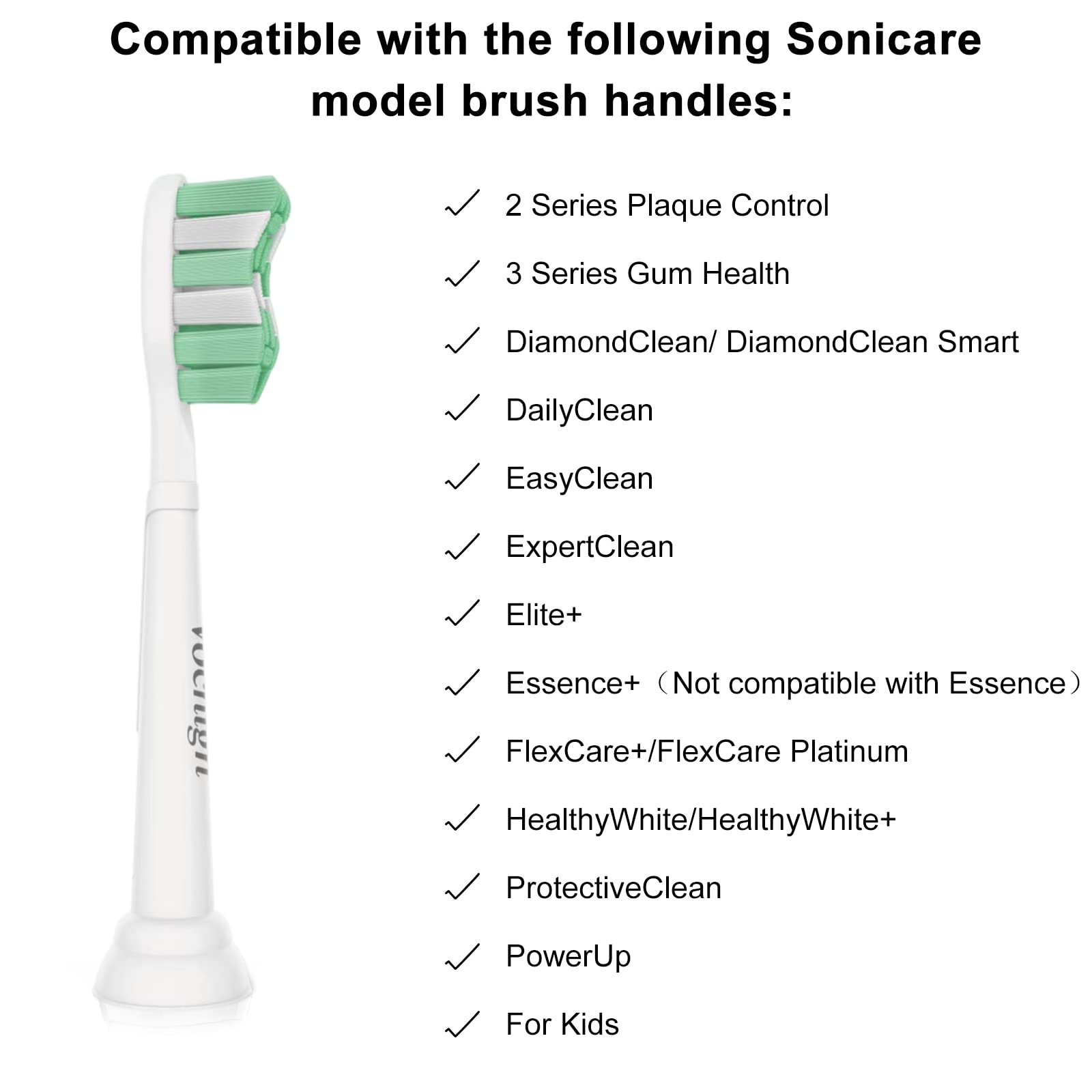 Vochigh Replacement Toothbrush Heads for Philips Sonicare ProtectiveClean: Compatible with Sonicare DailyClean EasyClean 2 Series & 3 Series Electric Toothbrush 10 Pack, Green