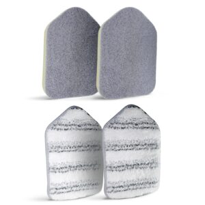 mosen replacement head scrubber pad for tub tile scrubber brush - include 2 scouring pad and 2 microfiber pad